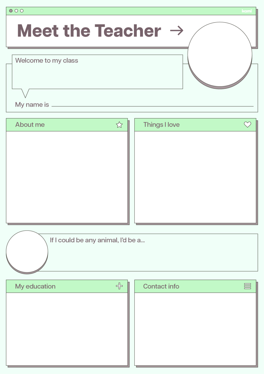 8 Editable Meet the Teacher Templates - Kami