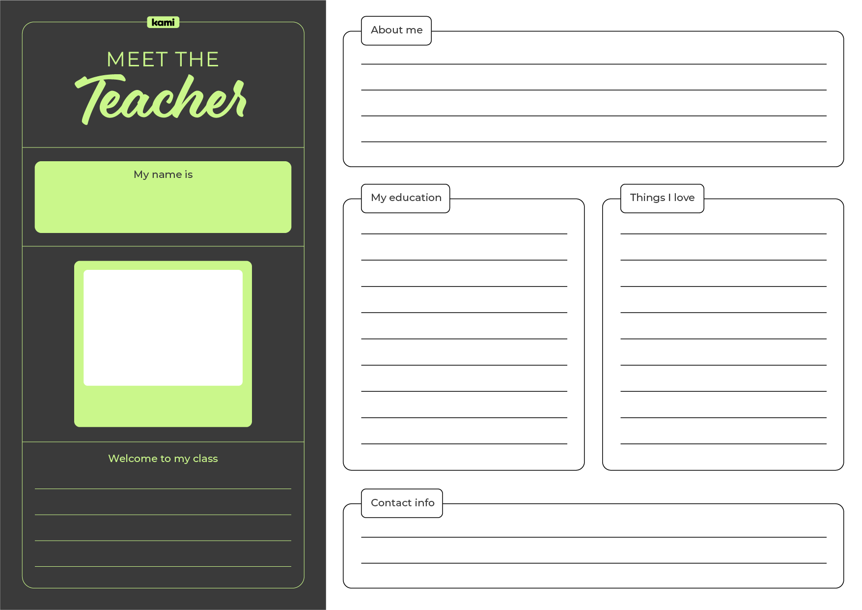8 Editable Meet the Teacher Templates - Kami