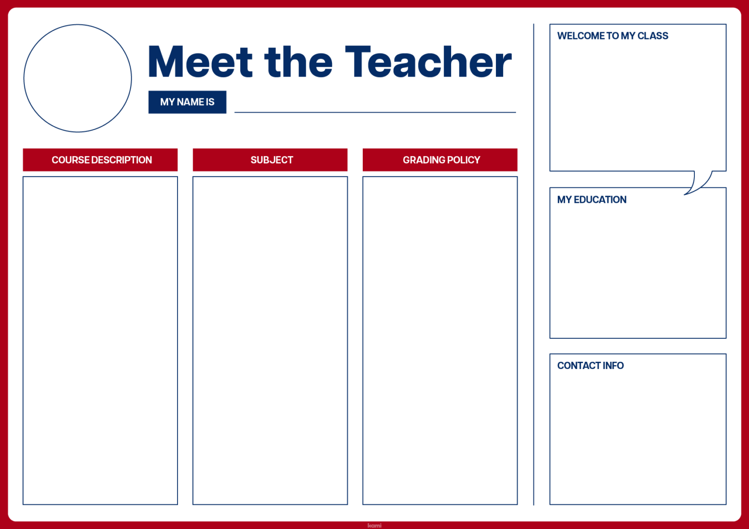 8 Editable Meet the Teacher Templates - Kami